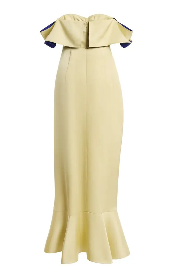 Rosie Assoulin Flap Around The Edges Satin Midi Dress - Yellow