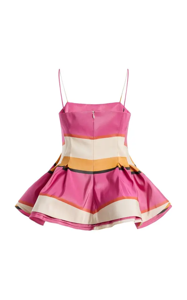 Rosie Assoulin Ruffled Peplum Silk Top - Fuchsia