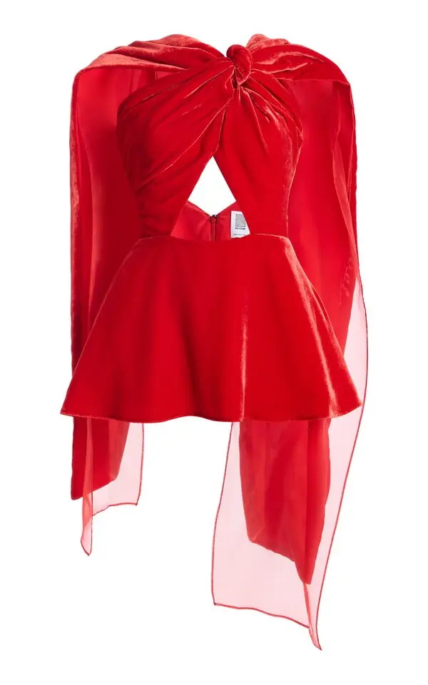 Rosie Assoulin X-drape Velvet Top - Red