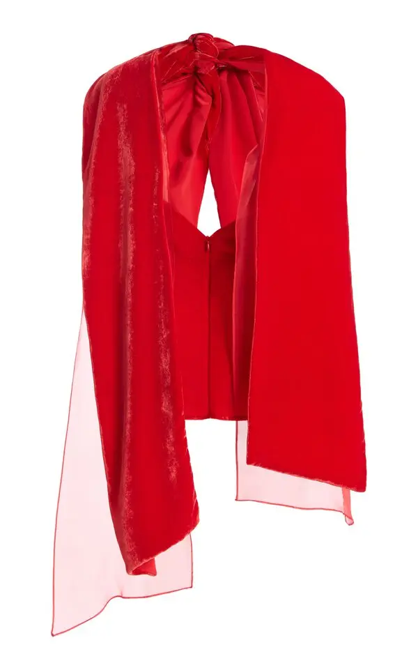 Rosie Assoulin X-drape Velvet Top - Red
