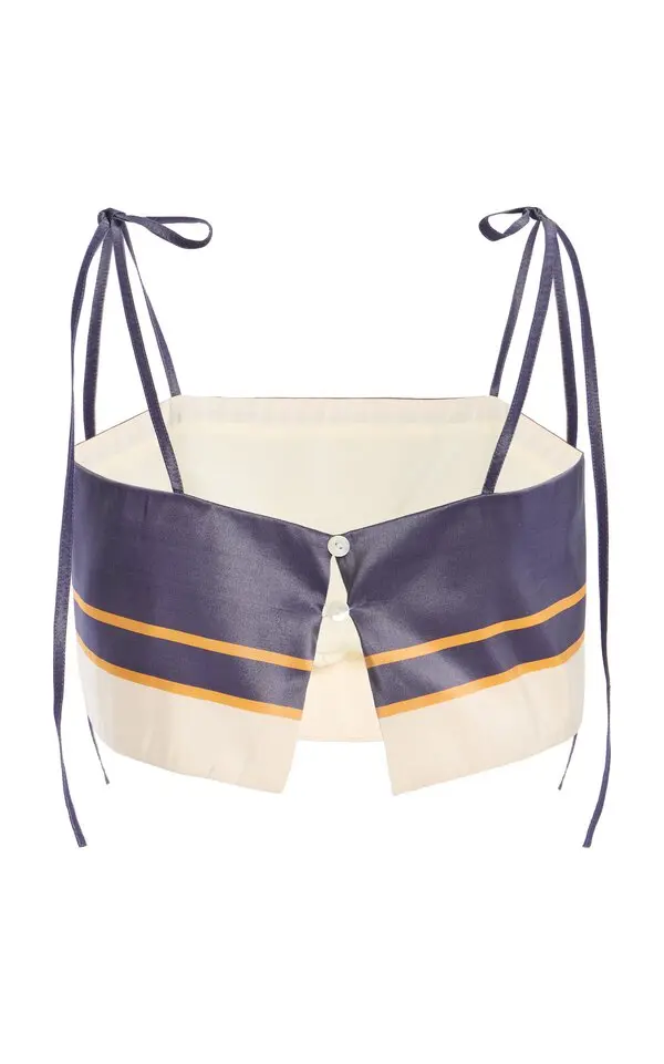 Rosie Assoulin Tie Easy Silk Bandeau Top - Navy
