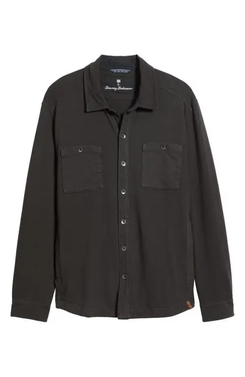 Tommy Bahama Ben And Terry Coasta Long Sleeve Button Up Shirt - Coal
