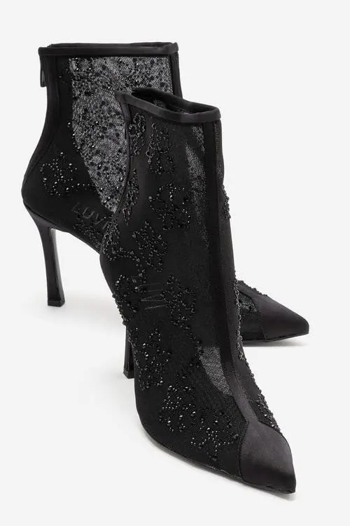 PROLOGUE SHOES Gwena Embellished Transparent Stiletto Boot