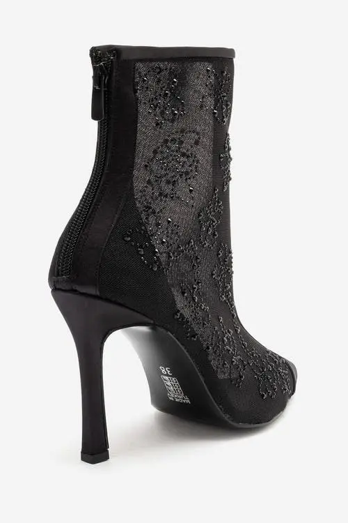 PROLOGUE SHOES Gwena Embellished Transparent Stiletto Boot