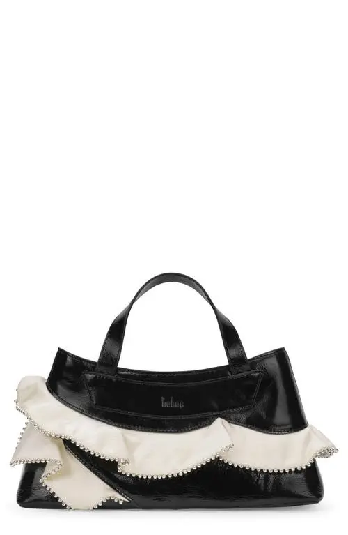 BEHNO Franca Leather Ruffle Shoulder Bag