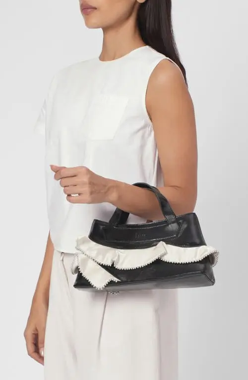 BEHNO Franca Leather Ruffle Shoulder Bag