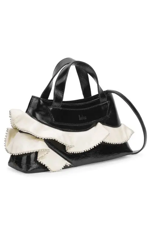BEHNO Franca Leather Ruffle Shoulder Bag