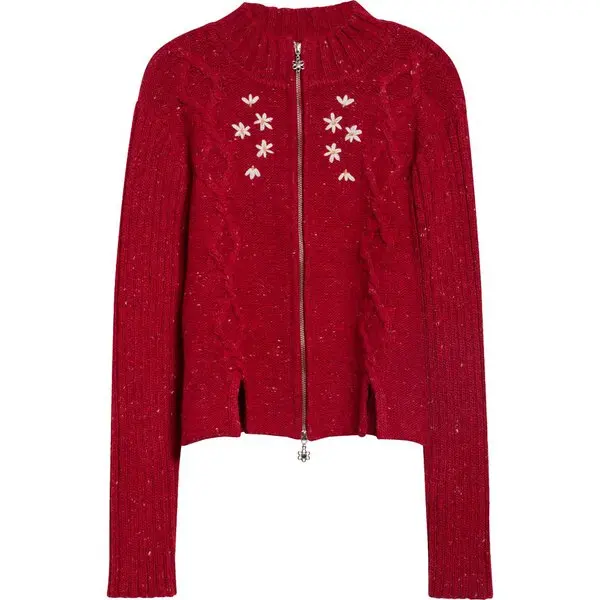 PAOLINA RUSSO Embroide Alpaca & Merino Wool Cable Cardigan