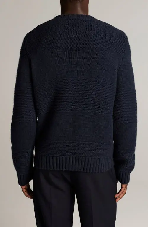 Vince Rugby Stripe Garter Stitch Wool Sweater