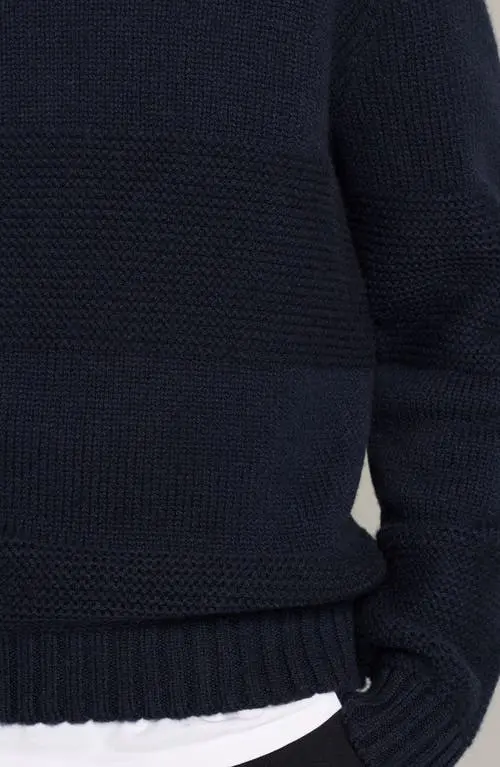 Vince Rugby Stripe Garter Stitch Wool Sweater
