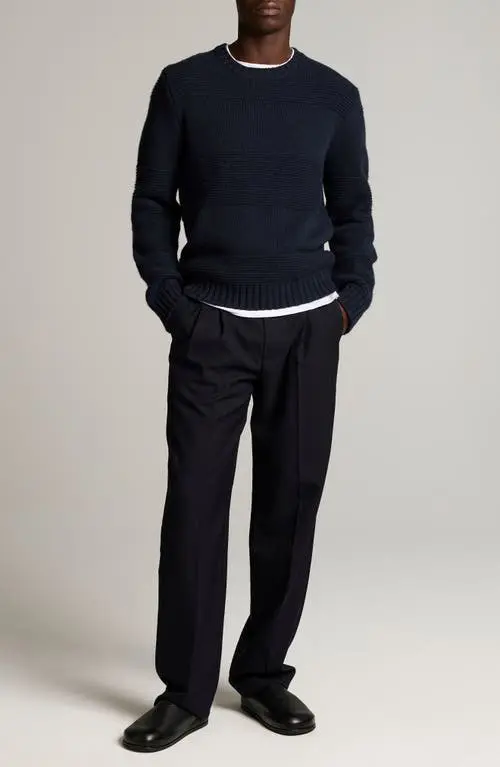 Vince Rugby Stripe Garter Stitch Wool Sweater