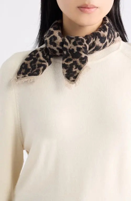 Nordstrom Wool & Cashmere Fringe Bandana - Leopard