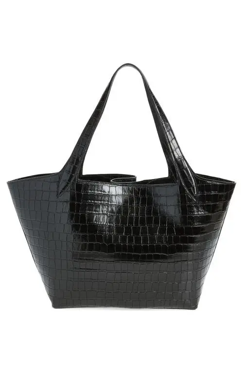 LIFFNER Belted Croc Embossed Leather Tote