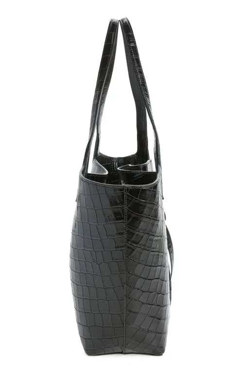 LIFFNER Belted Croc Embossed Leather Tote