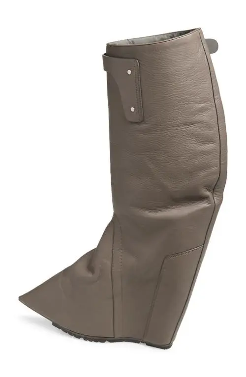 Rick Owens Taconaska Pointed Toe Leather Wedge Knee High Boot