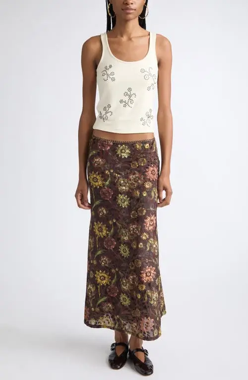SIEDRES Siny Floral Maxi Skirt - Brown Multi