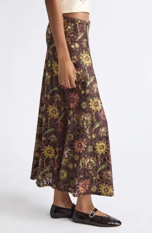 SIEDRES Siny Floral Maxi Skirt - Brown Multi