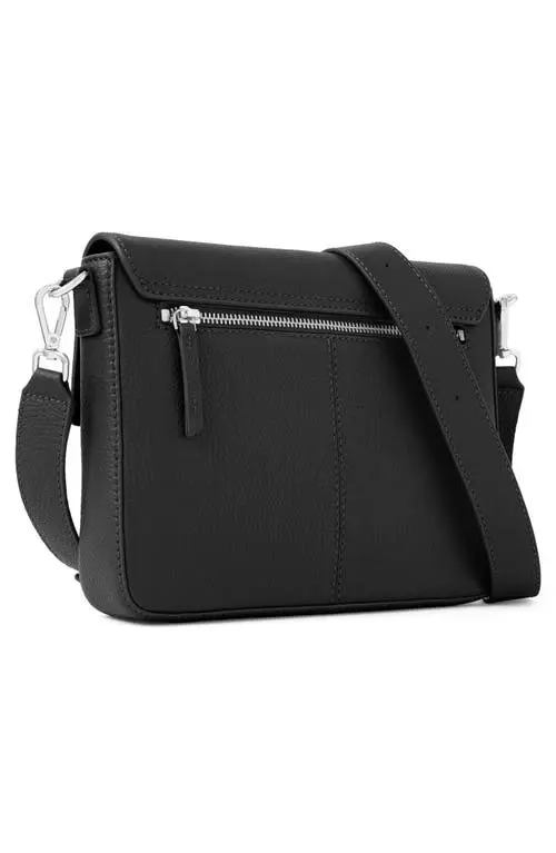 BEHNO Pebbled Leather Slouchy Flap Crossbody Bag - Black