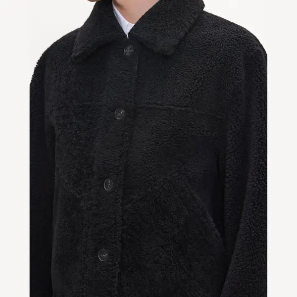Theory Reversible Button-up Jacket In Shearling - Black
