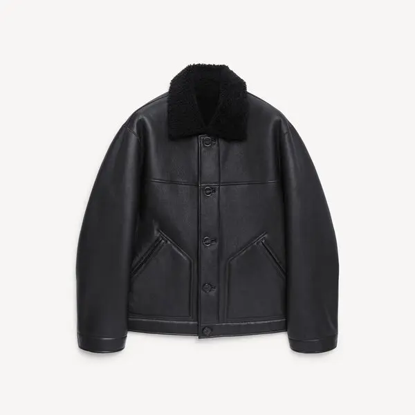 Theory Reversible Button-up Jacket In Shearling - Black