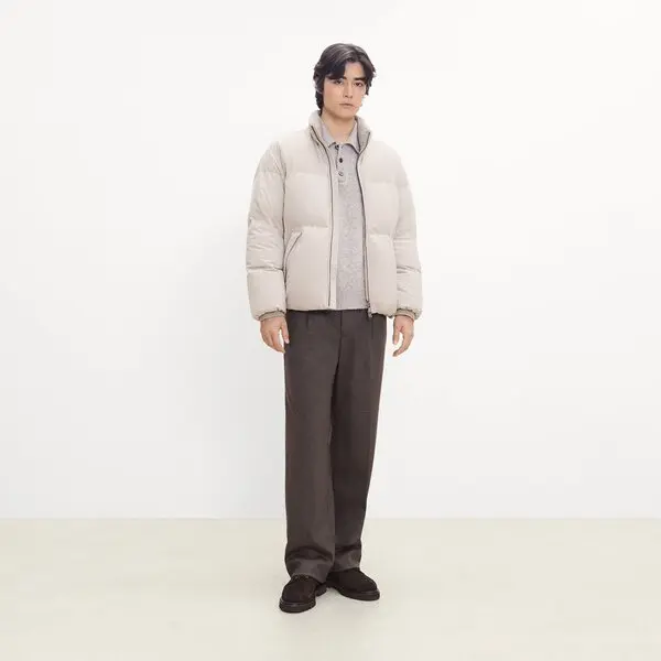 Theory Storm Down Puffer Jacket In Corduroy - Silver Stone