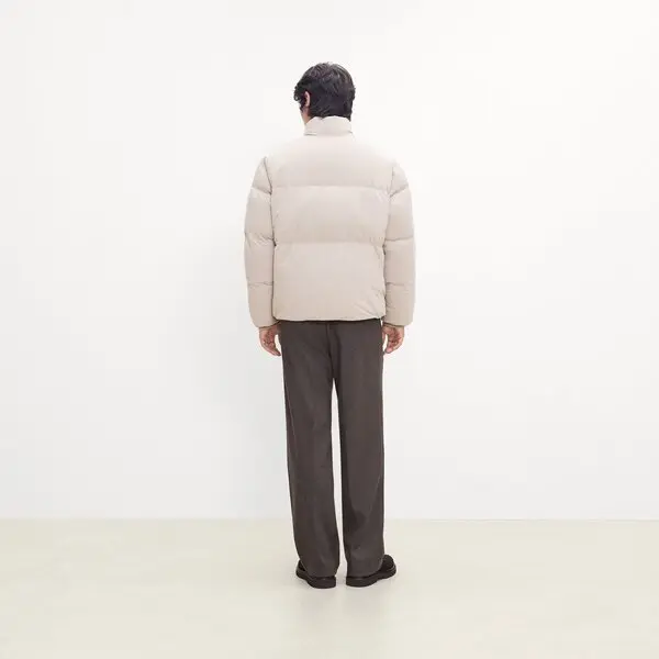 Theory Storm Down Puffer Jacket In Corduroy - Silver Stone