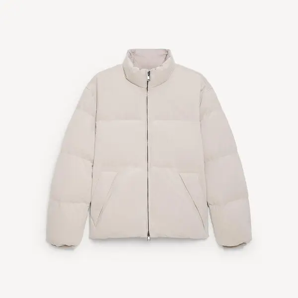 Theory Storm Down Puffer Jacket In Corduroy - Silver Stone