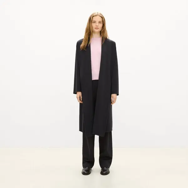 Theory Shawl Collar Coat In Double-face Wool-cashmere - Black