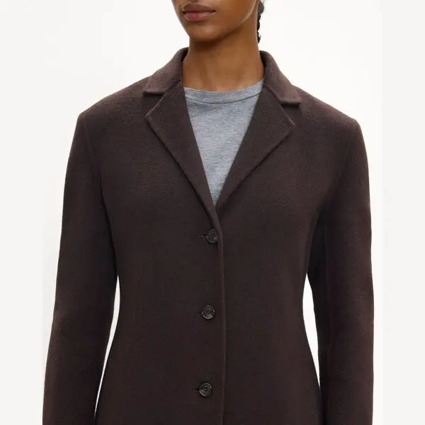 Theory Blazer Coat In Brushed Double-face Wool - Cacao