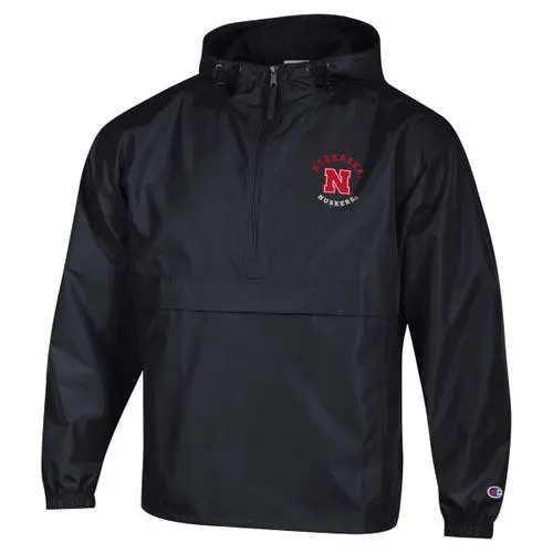 Champion Nebraska Huskers Packable Hooded Windbreaker Half-zip Jacket