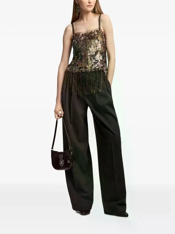 Ralph Lauren Sonara Sequin-embellished Fringe-trim Top