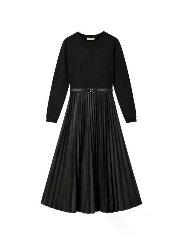 TWINSET Pleated Belted Midi Dress