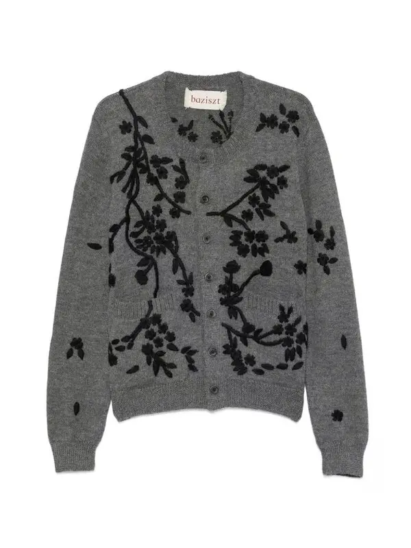 BAZISZT Floral-embroidered Cardigan