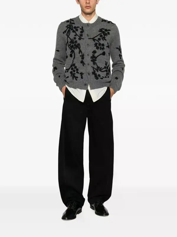BAZISZT Floral-embroidered Cardigan