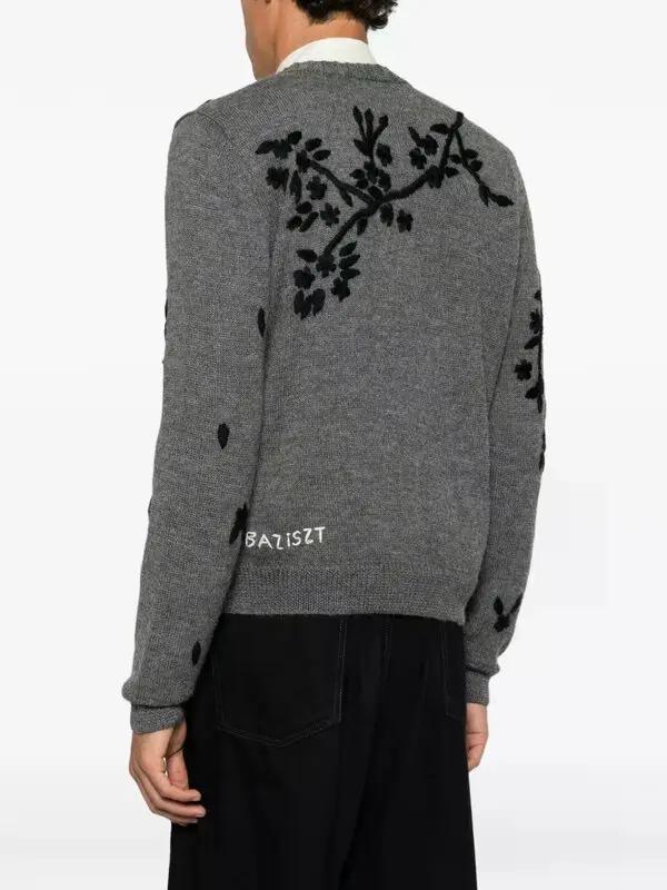 BAZISZT Floral-embroidered Cardigan