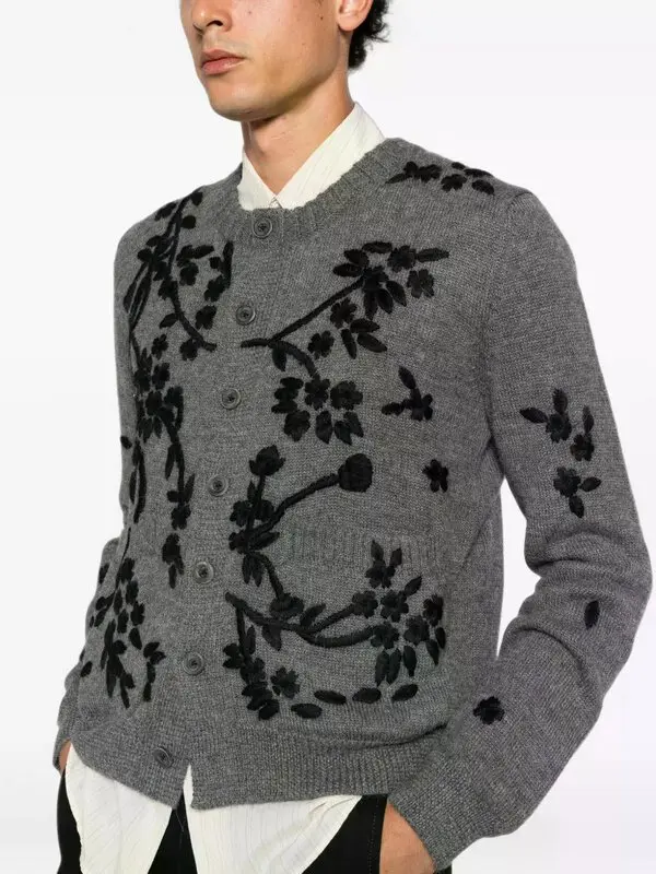 BAZISZT Floral-embroidered Cardigan