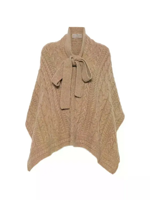 Ermanno Scervino Cable-knit Tie-fastening Poncho