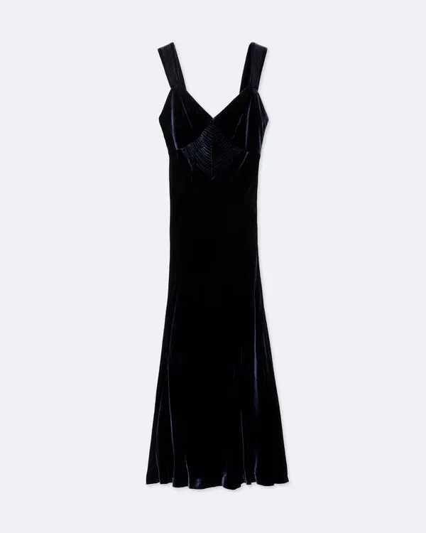 ALLSAINTS Berletta Velvet Maxi Dress - Blue