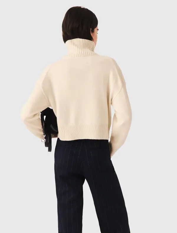 Maje High-neck Cashmere Sweater - Ecru
