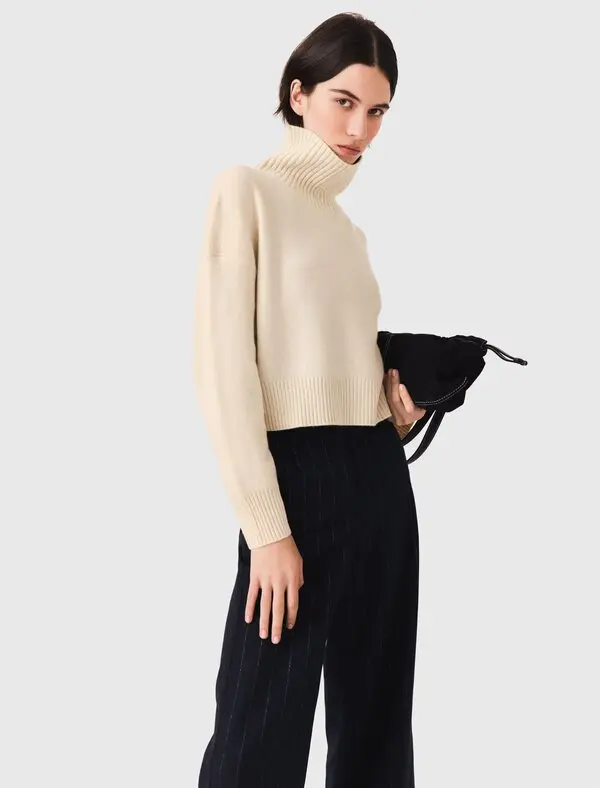 Maje High-neck Cashmere Sweater - Ecru