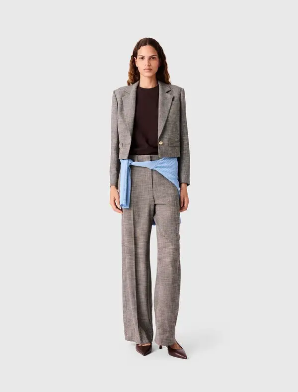 Maje Short Checked Suit Jacket