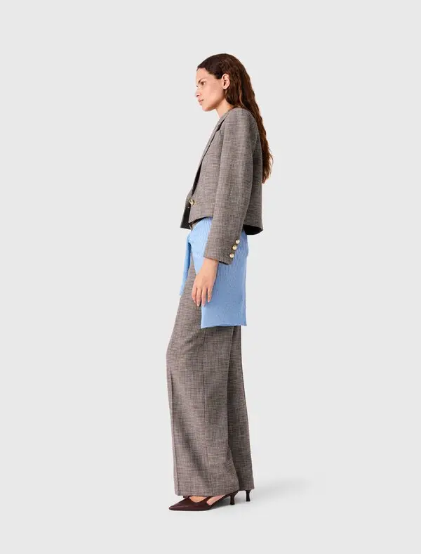 Maje Short Checked Suit Jacket