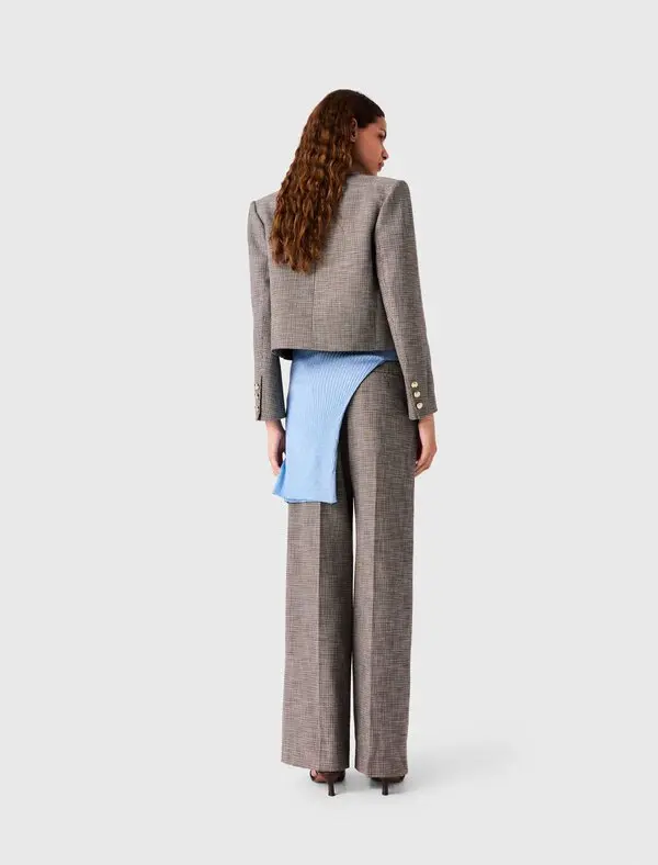 Maje Short Checked Suit Jacket