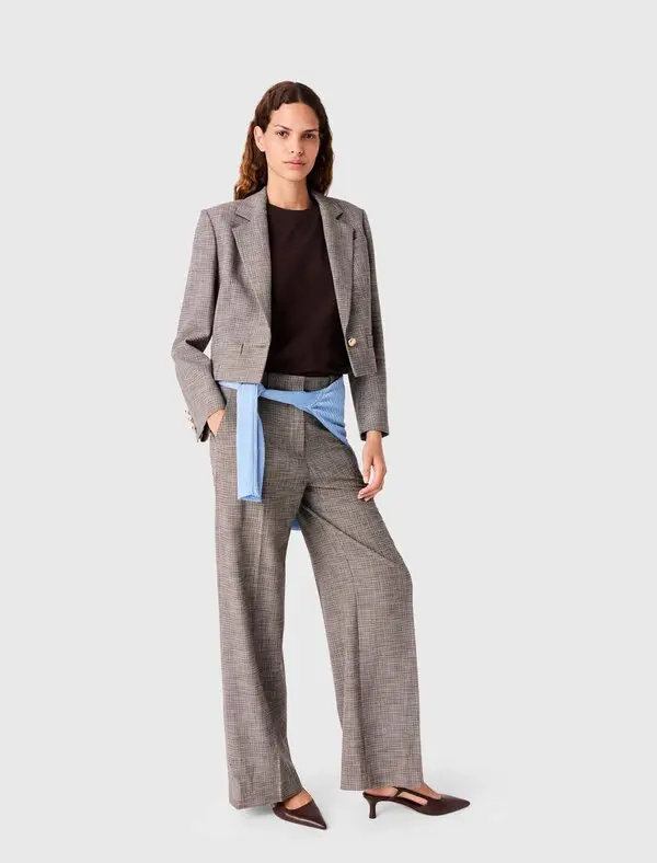 Maje Short Checked Suit Jacket