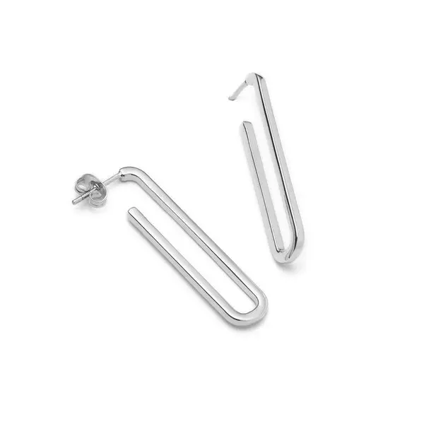 WITH LOVE DARLING Mia Long Link Earrings - Silver