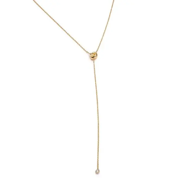 WITH LOVE DARLING Knot Lariat Necklace - Gold