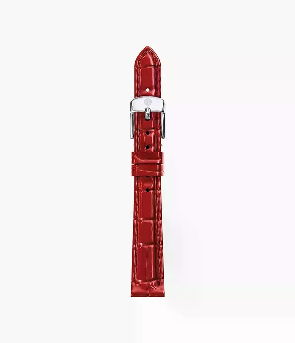 Michele 12mm Ruby Croco-calf Embossed Leather Strap