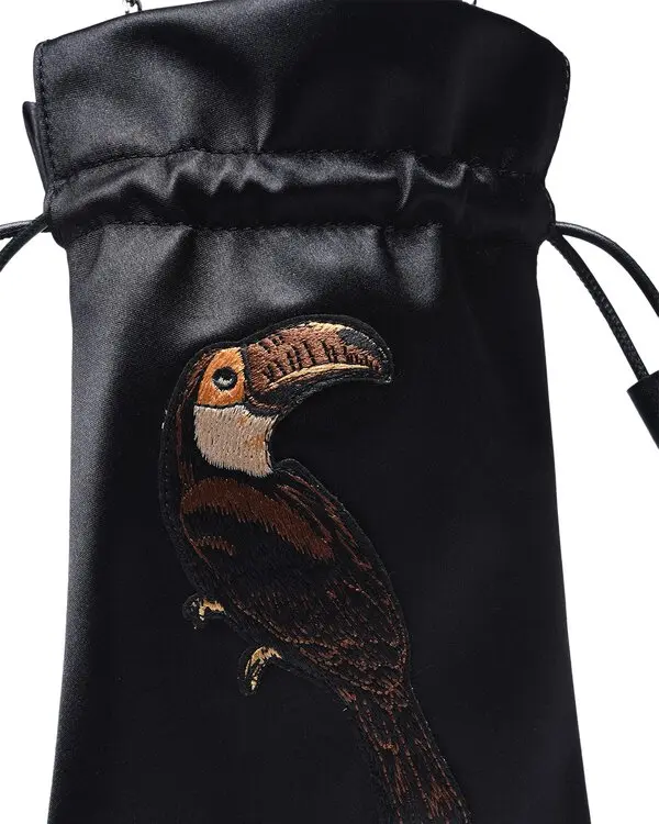 Farm Rio Mini Fringed Satin Bucket Bag