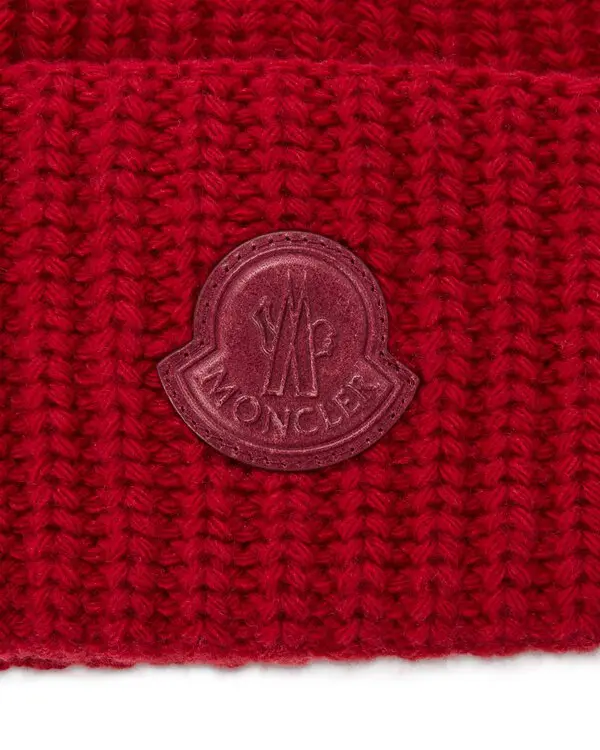 Moncler Ribbed Beanie Hat - Medium Red