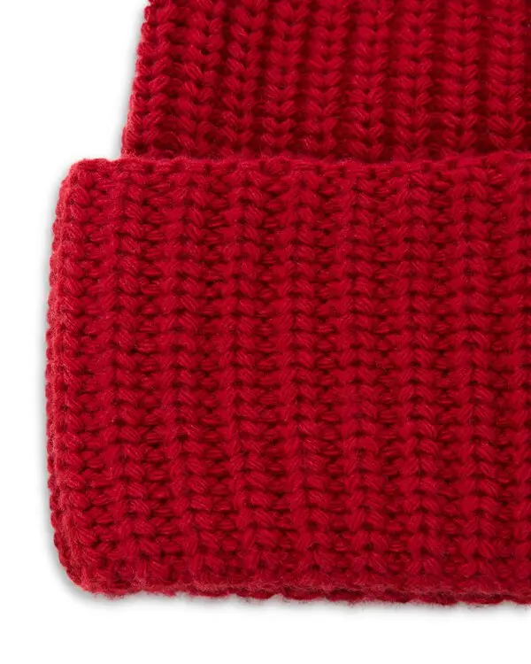 Moncler Ribbed Beanie Hat - Medium Red
